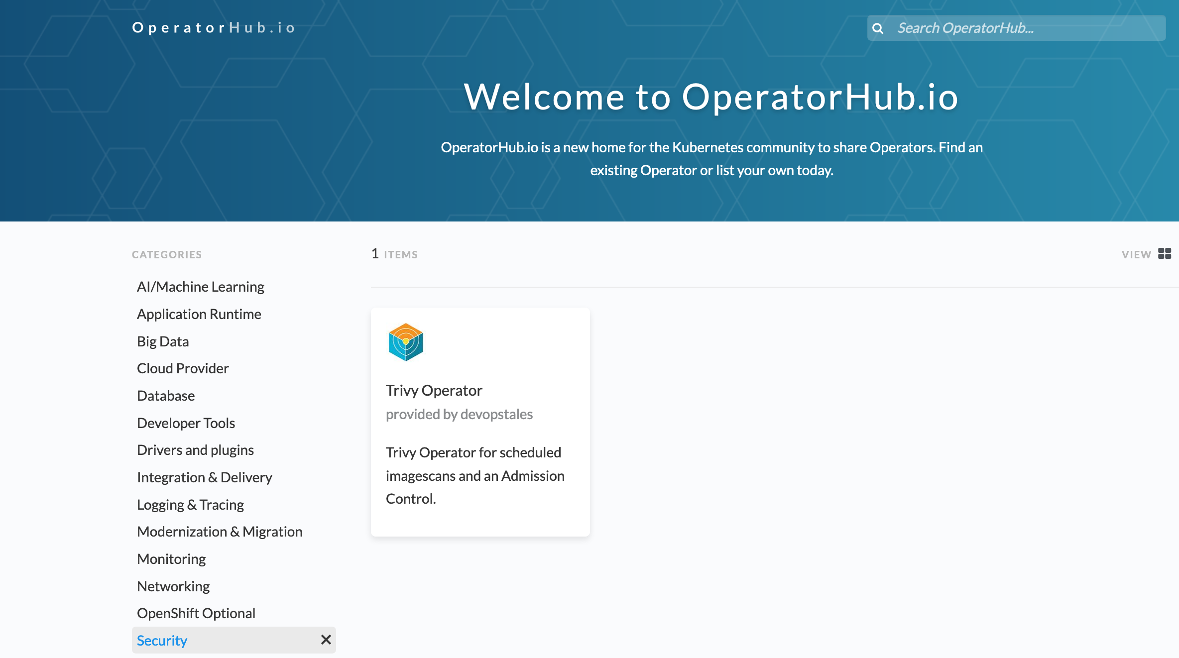 Installation Trivy operator